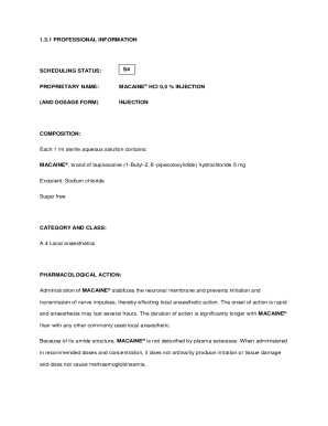 Fillable Online MACAINE HCl 0,5 % INJECTION (AND DOSAGE FORM) Fax Email ...