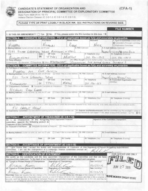 Fillable Online Document Center / 2022 CFA-1, Candidate's Statement of ...