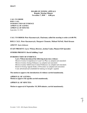 Fillable Online 6:00 p.m. CALL TO ORDER: Peter Kaczmarczyk, Chairman ...