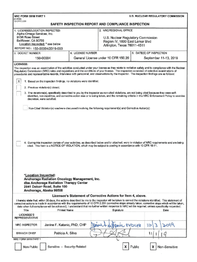 Fillable Online Alpha-Omega Services, Inc. - NRC Form 591M, Part 1, NRC ...