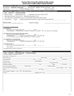 Fillable Online www.horizonblue.comemployersformsEnrollment/Change ...