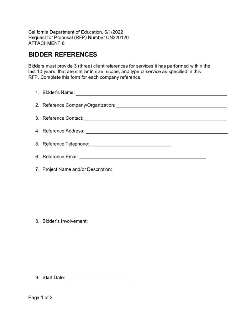 Fillable Online RFP. This attachment provides instructions and a form ...