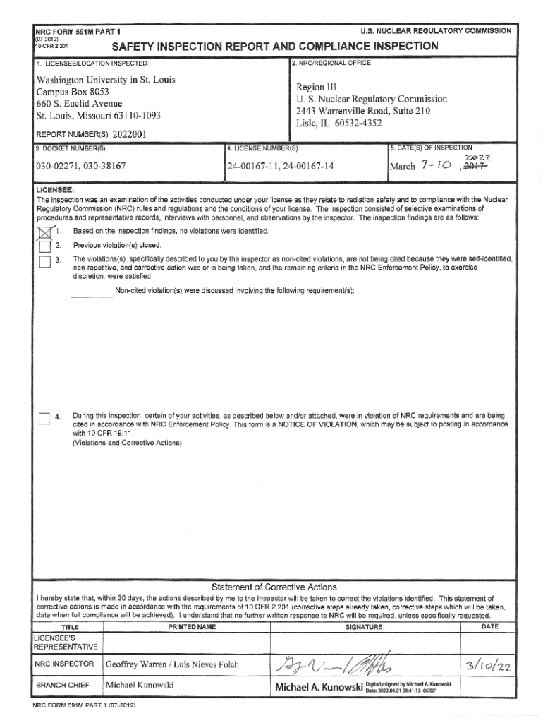 Fillable Online Washington University in St. Louis - NRC Form 591M Part ...