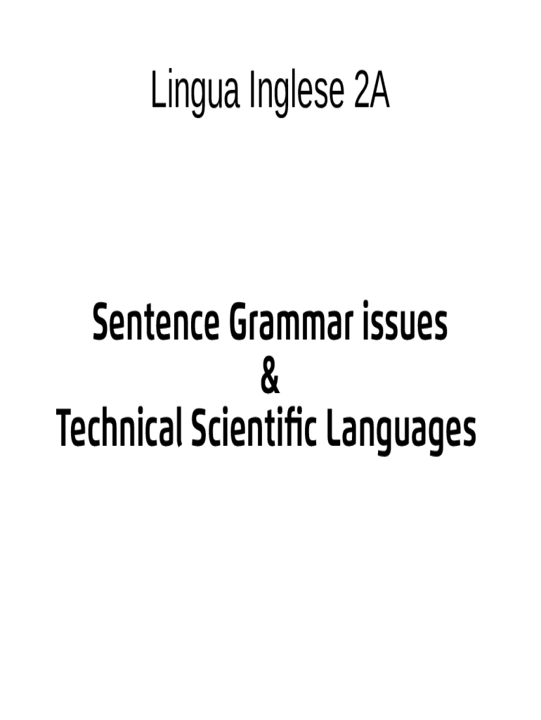 Fillable Online Lingua Inglese 2A Sentence Grammar issues ... - Lettere ...
