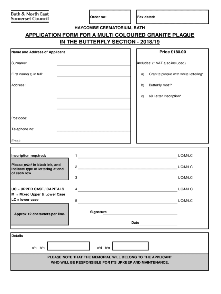 Fillable Online www.bathnes.gov.uksitesdefaultHAYCOMBE CREMATORIUM ...