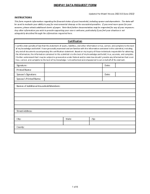 Fillable Online indipay data request form - EPA Fax Email Print - pdfFiller