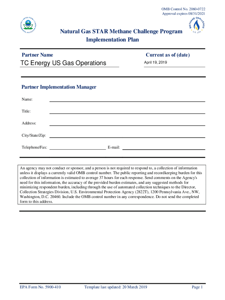 Fillable Online TC Energy Methane Challenge Implementation Plan. This ...