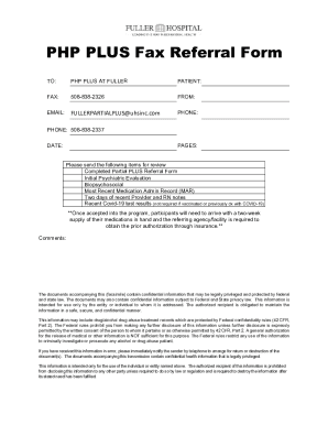 Fillable Online PHP PLUS Fax Referral Form - fullerhospital.com Fax Email Print - pdfFiller