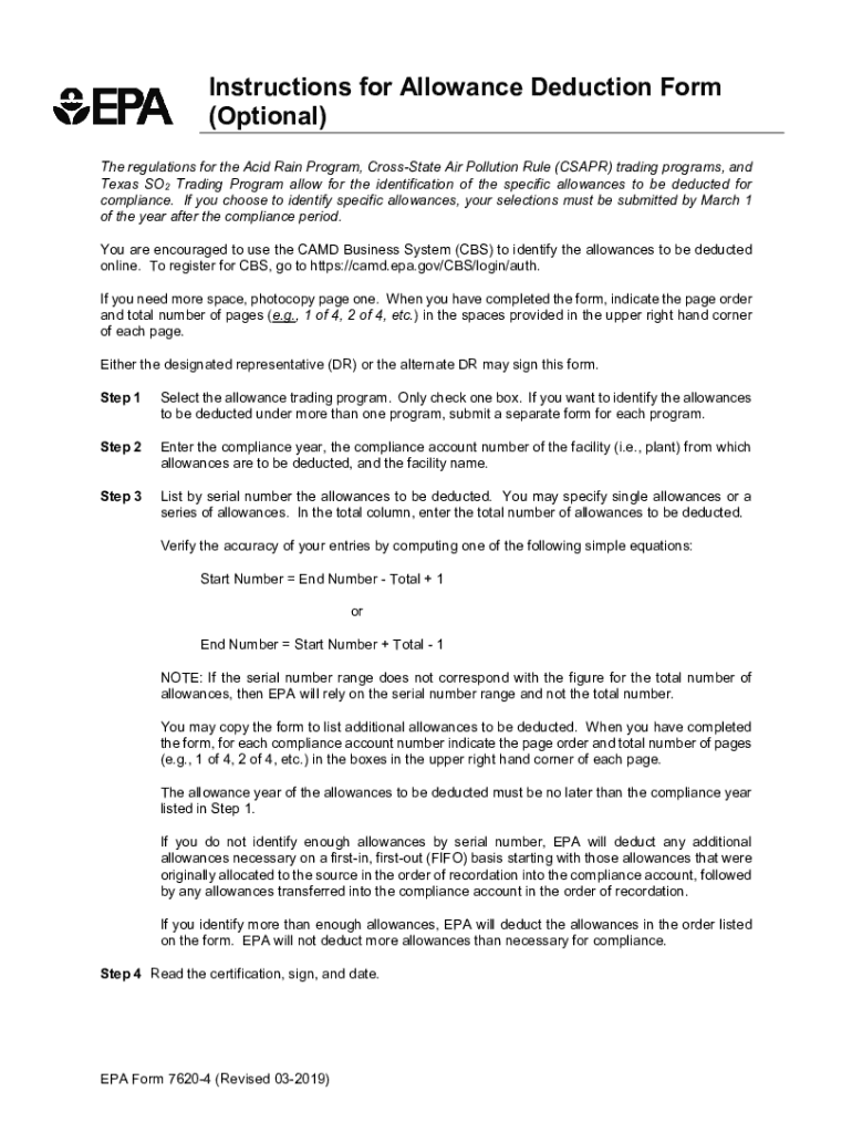 Fillable Online Instructions for Allowance Deduction Form (Optional ...