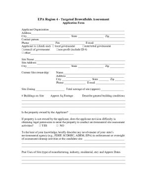 Fillable Online EPA Targeted Brownfields AssessmentApplication Form Fax Email Print - pdfFiller