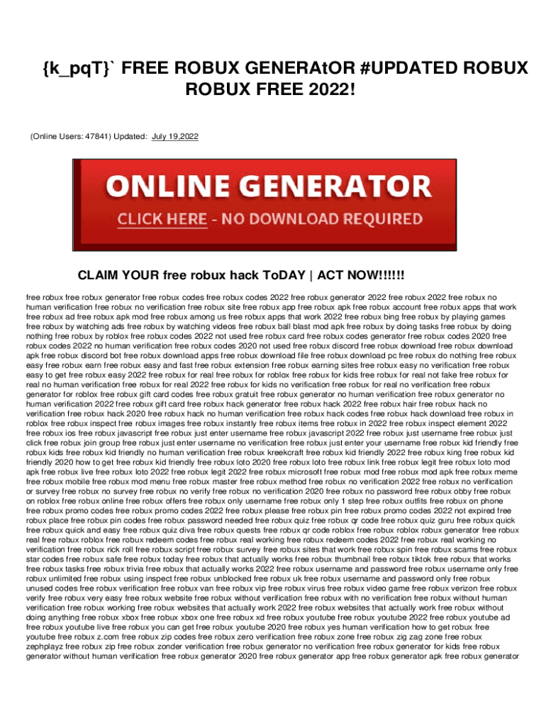 Fillable Online kpqT FREE ROBUX GENERAtOR #UPDATED ... - RATP Fax Email ...