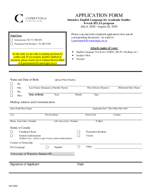 Fillable Online APPLICATION FORM - University of Waterloo Fax Email ...