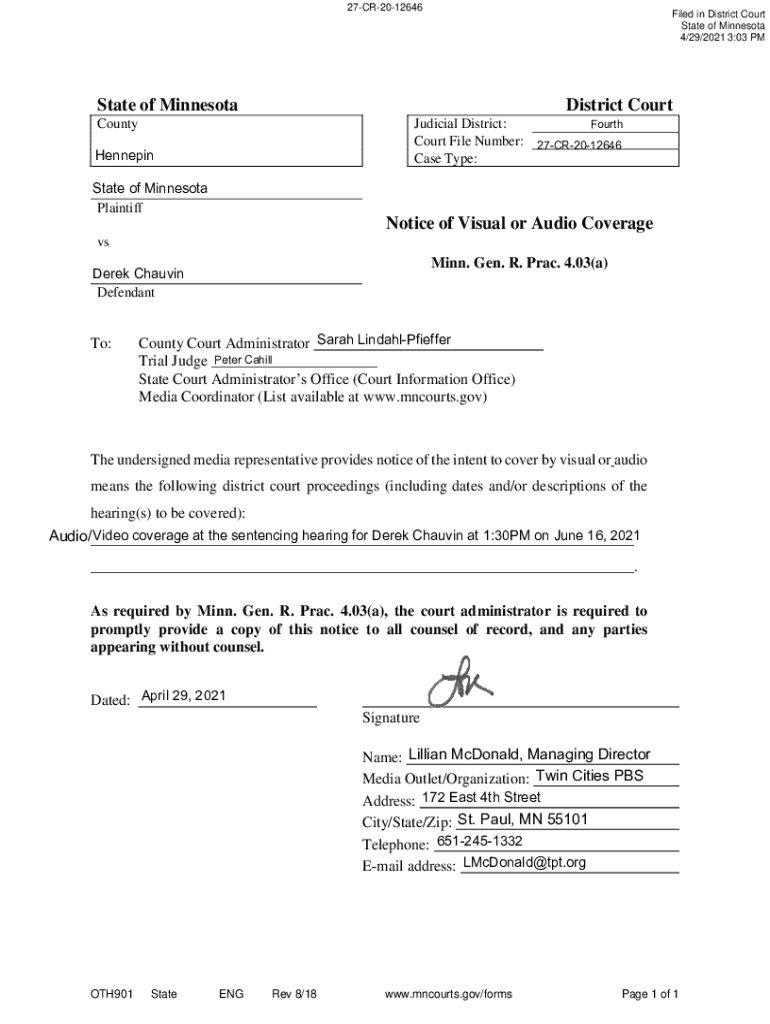 Fillable Online STATE OF MINNESOTA ORDER AND MEMORANDUM OPINION ...