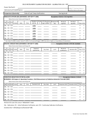 Fillable Online floridadep.govsitesdefaultFIELD INSTRUMENT CALIBRATION ...