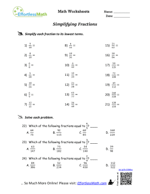 Fillable Online Simplifying-Fractions.pdf - Math Worksheets Name:Date ...