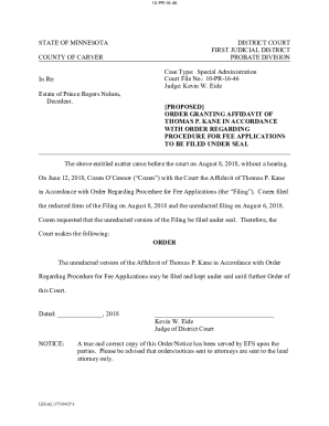 Fillable Online LEGAL 37530425v1 Proposed Order Granting Affidavit of ...