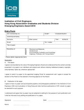 Fillable Online Letterhead ICE - Institution of Civil Engineers (ICE ...