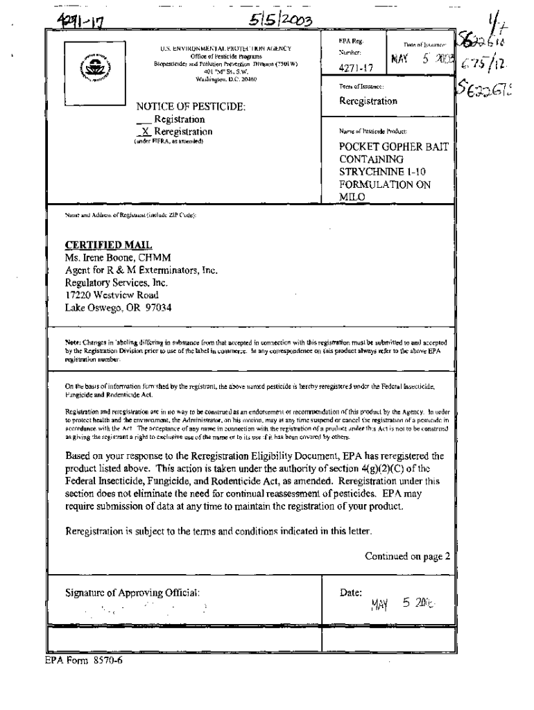 Fillable Online U.S. EPA, Pesticide Product Label, POCKET GOPHER BAIT ...