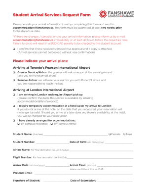 Fillable Online Student Arrival Services Request Form Fax Email Print ...