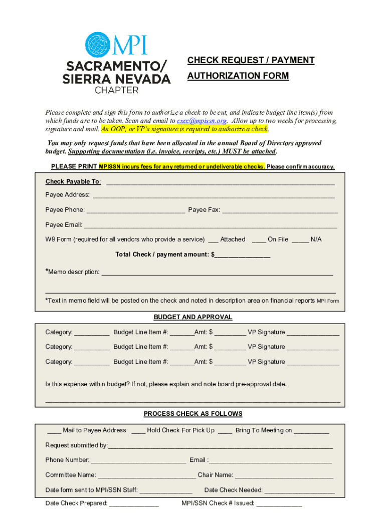 Fillable Online MPI Sacramento Sierra Nevada Chapter Organizational ...