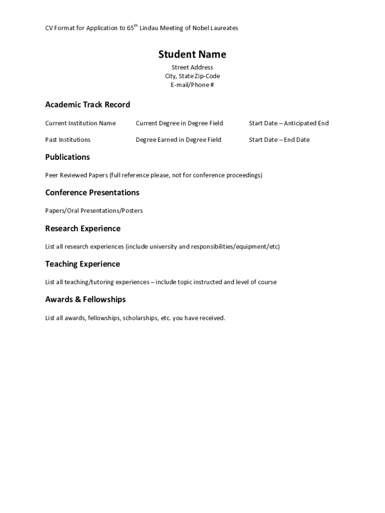 Fillable Online medschool vanderbilt Standard cv format - Vanderbilt ...