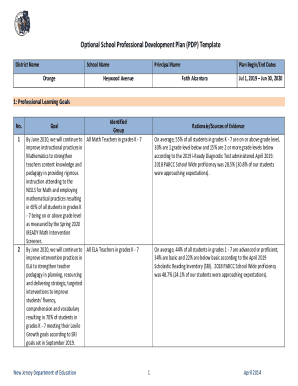 Fillable Online Optional Teacher PDP Template and Sample - Government ...