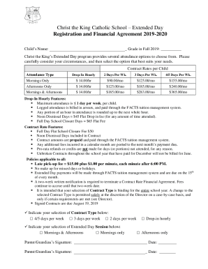 Fillable Online Christ the King Catholic School Extended Day ...