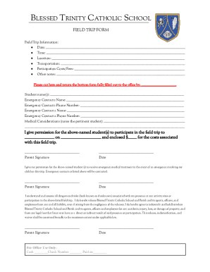 Fillable Online Field Trip Form Template Fax Email Print - pdfFiller
