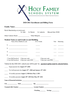 Fillable Online 2020-2021 Enrollment and Billing Form Family ... - cloudfront.net Fax Email ...