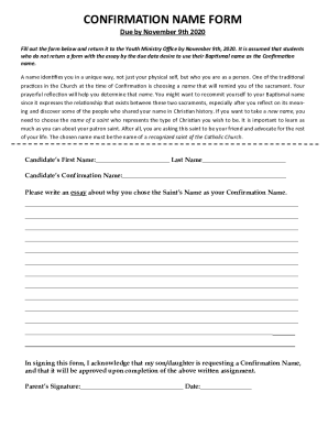 Fillable Online CONFIRMATION NAME FORM Fax Email Print - pdfFiller