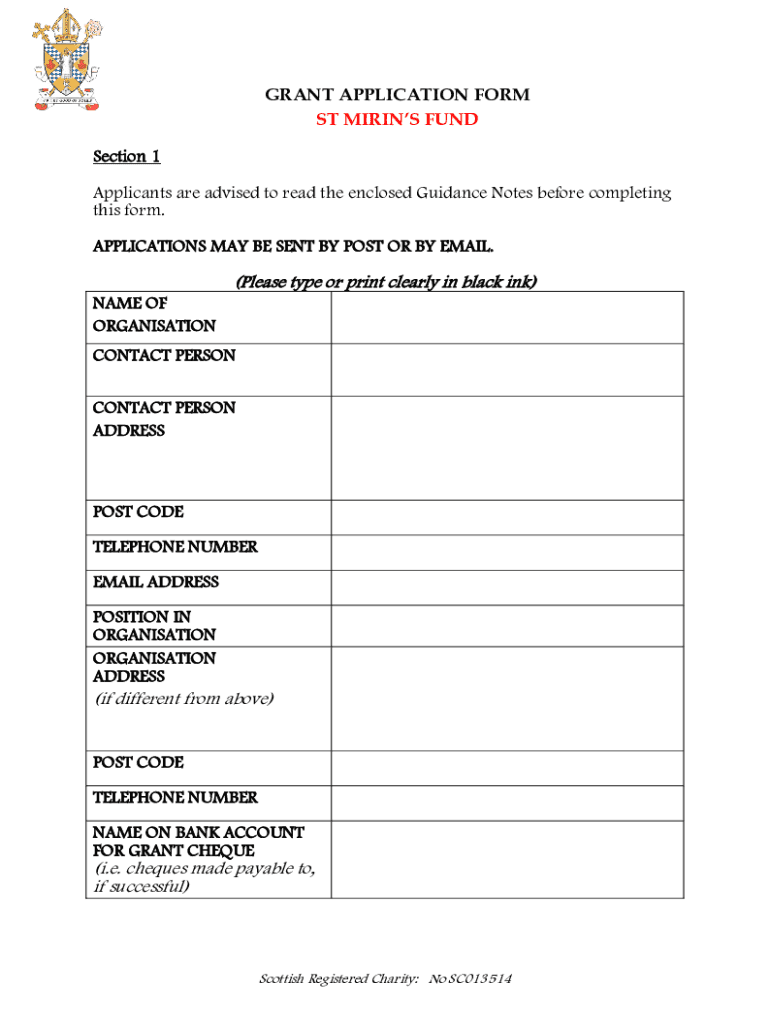 Fillable Online grant application form - st mirin's fund - cloudfront.net Fax Email Print ...