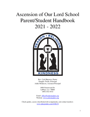Fillable Online Ascension of Our Lord School Parent/Student Handbook ...