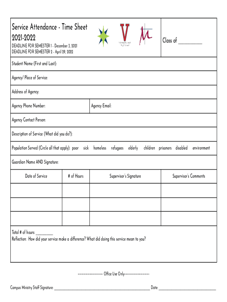 Fillable Online Service Attendance - Time Sheet Fax Email Print - pdfFiller