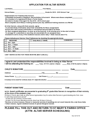 Fillable Online New and Renew Altar Server Application - Jotform Fax Email Print - pdfFiller