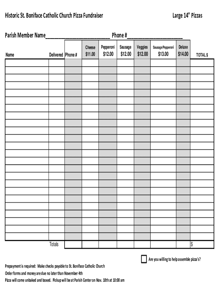Fillable Online 2018 Pizza Order Form.xlsx - cloudfront.net Fax Email ...