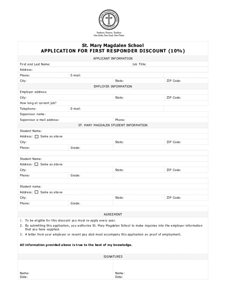 Fillable Online www.smmschoolde.comfirst-responder-discount-form-1First ...