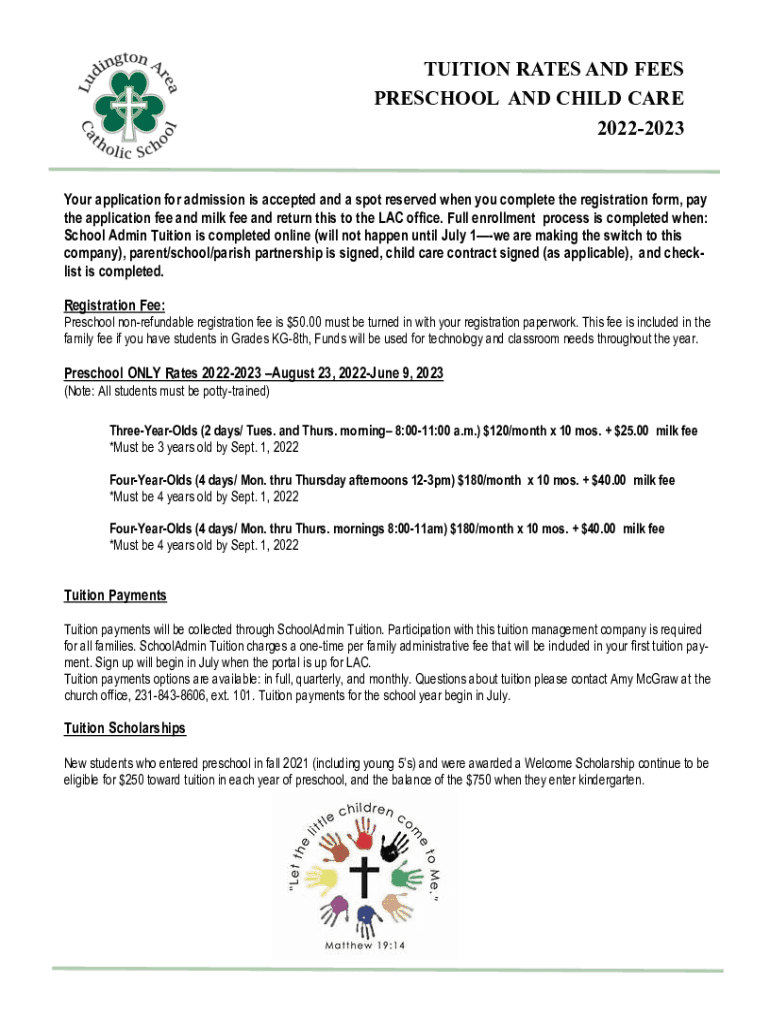 Fillable Online TUITION RATES AND FEES PRESCHOOL AND CHILD CARE ... Fax ...