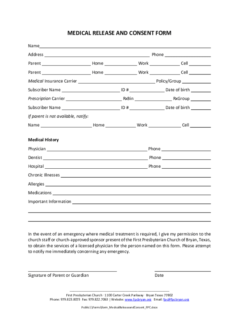 Fillable Online MEDICAL RELEASE AND CONSENT FORM - cloudfront.net Fax Email Print - pdfFiller