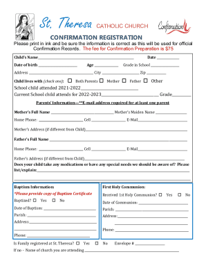 Fillable Online Baptism Registration Form Quick and Easy Solution Fax ...