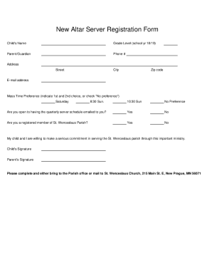 Fillable Online notredamedelamer.orgsitesdefaultAltar Servers ...