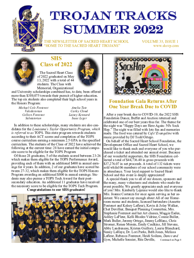 Fillable Online shsvp.comtrojan-tracksTrojan TracksSacred Heart ...