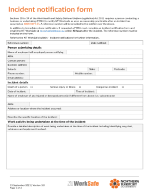 Fillable Online www.coursehero.comincident-notification-formpdfincident ...
