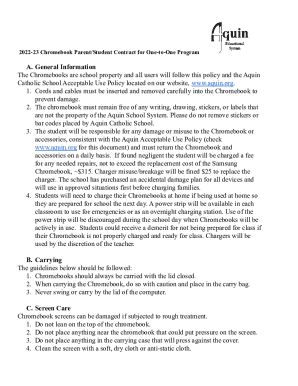 Fillable Online 2022-23 Chromebook ParentStudent Contract for Middle ...