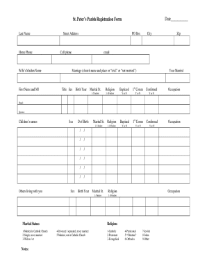 Fillable Online St. Peters Parish Registration Form Date Fax Email ...