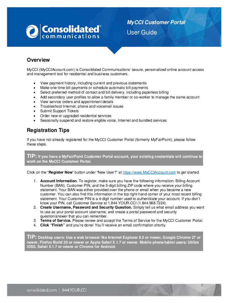 Fillable Online Mycci Customer Portal Quick and Easy Solution Fax Email ...