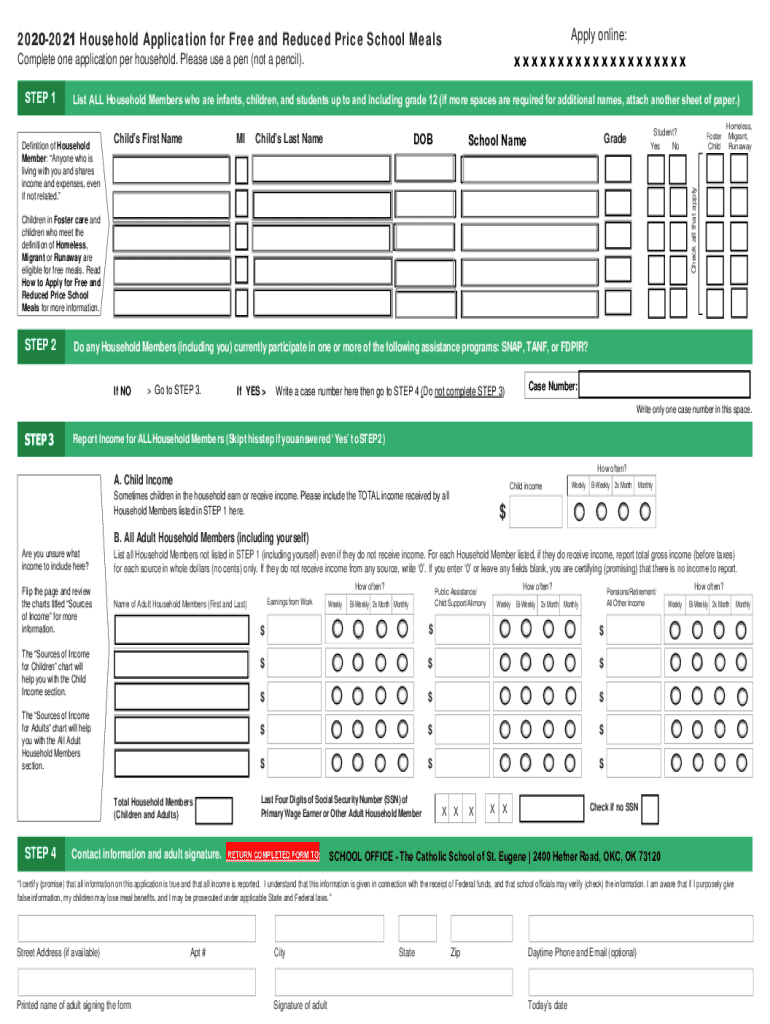 Fillable Online Free Or Reduced Lunch Income Guidelines Fax Email Print ...