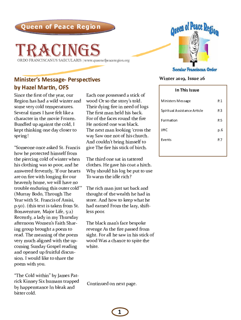 Fillable Online Q u e e n of Pe a c e R e g io n TRACINGS ...