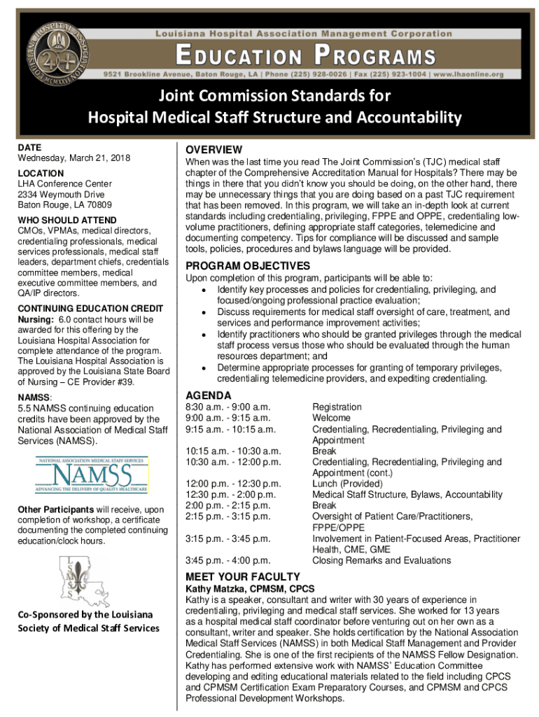 Fillable Online Joint Commission Standards for Hospital Medical Staff ...