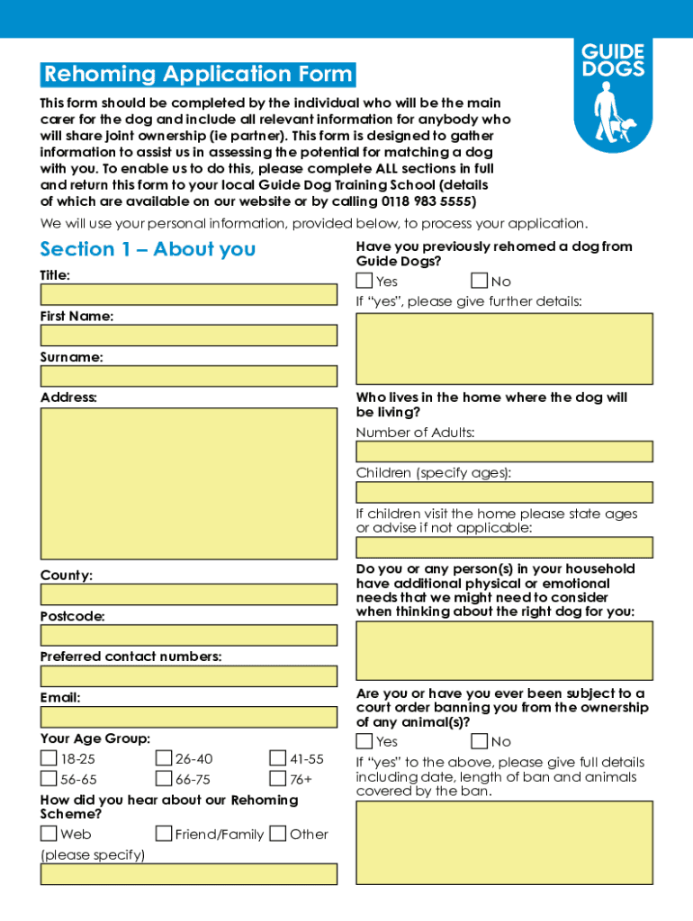 Fillable Online Rehoming Adoption Application Form TemplateJotform Fax ...