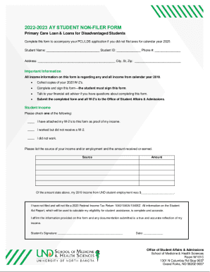Fillable Online med und 2022-2023 AY STUDENT NON-FILER FORM Fax Email ...